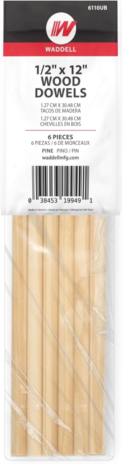 Amazon.com: 12" Pine Round Dowels (6-Pack Bag, ½ Diameter) | Unfinished ...