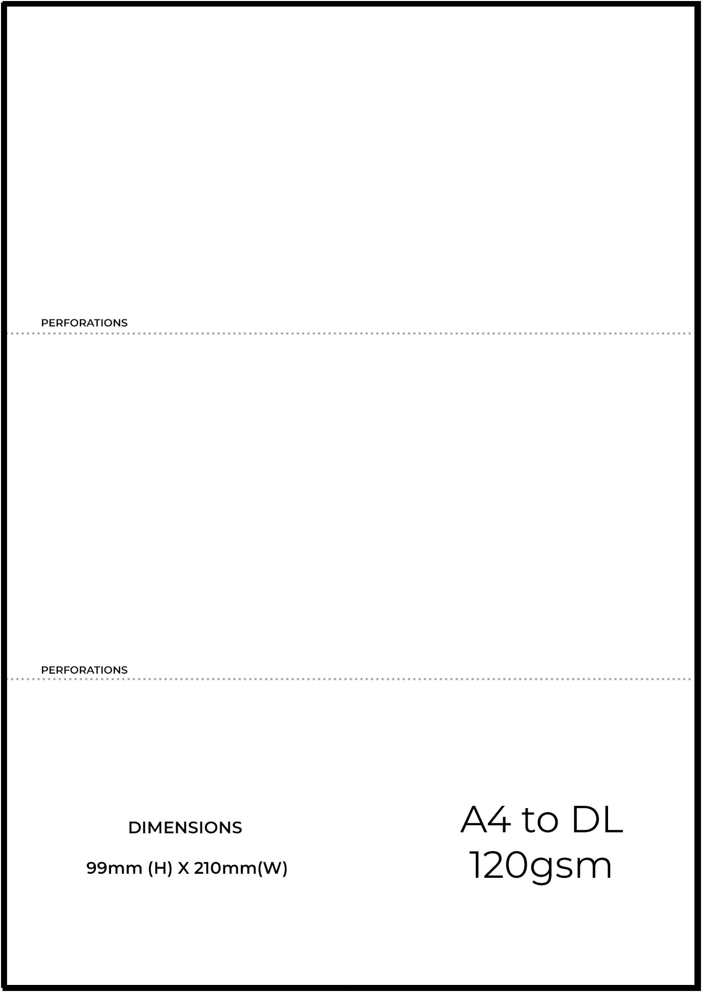 OfficeGear DL Cards 3-up (25 Sheets - 75 Pack) 99mm x 210mm Perforated ...