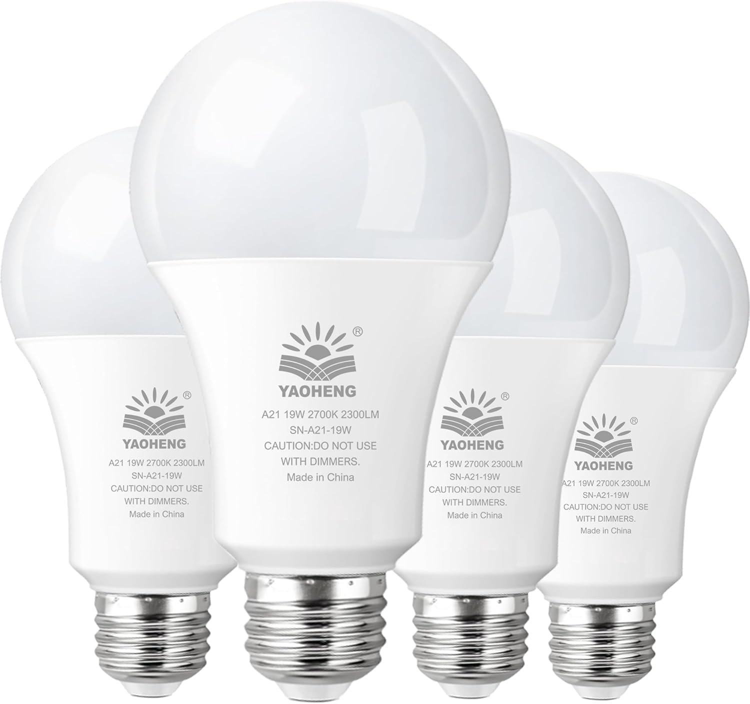 YAOHENG A21 LED Light Bulb, 150W Equivalent Light Bulbs, 19W 2700K Warm ...