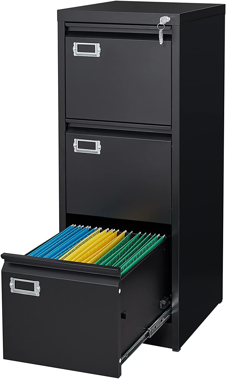 Amazon.com: ZAOUS Metal Vertical File Storage Cabinet, 3 Drawer File ...