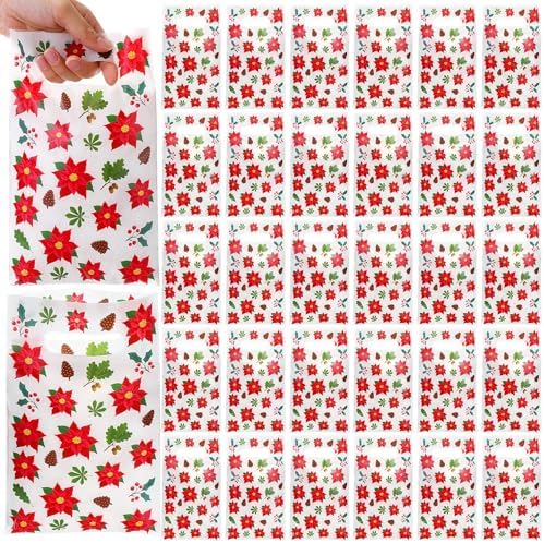 Amazon.com: GliCraft 100 Pcs Christmas Poinsettia Gift Bags with ...