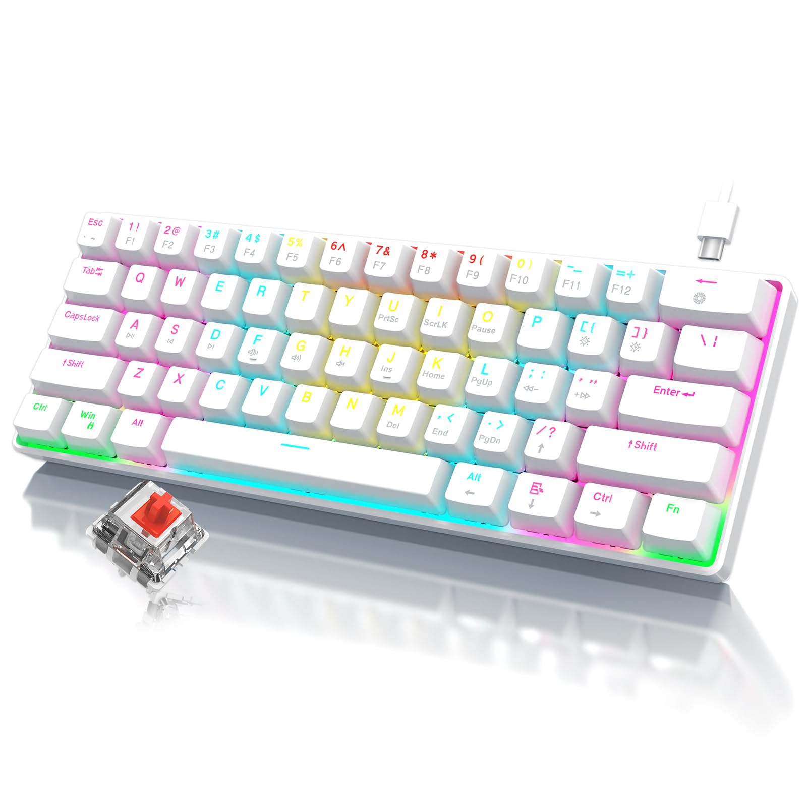 Snapklik.com : RAZEAK Portable 60 Percent Keyboard, Compact 61 Keys ...
