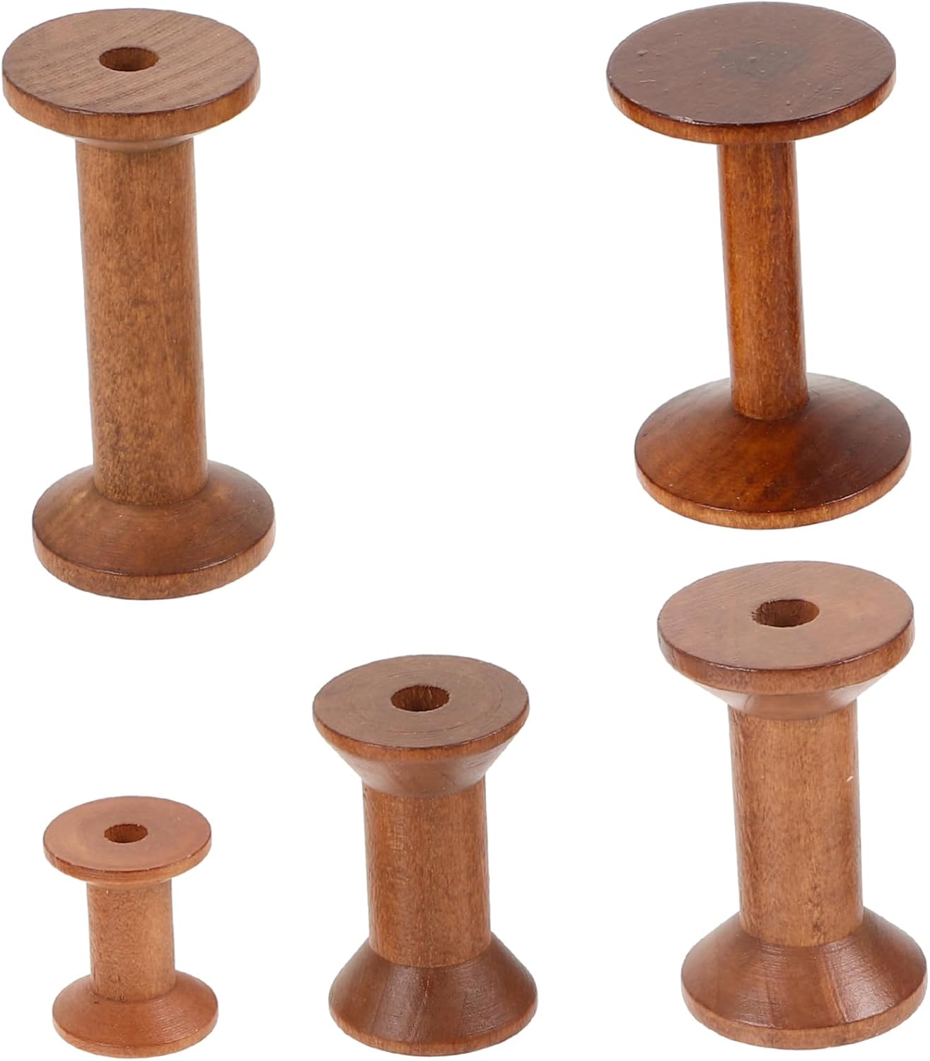 Amazon.com: HOODANCOS 5Pcs Wooden Empty Spools Vintage Thread Spools ...