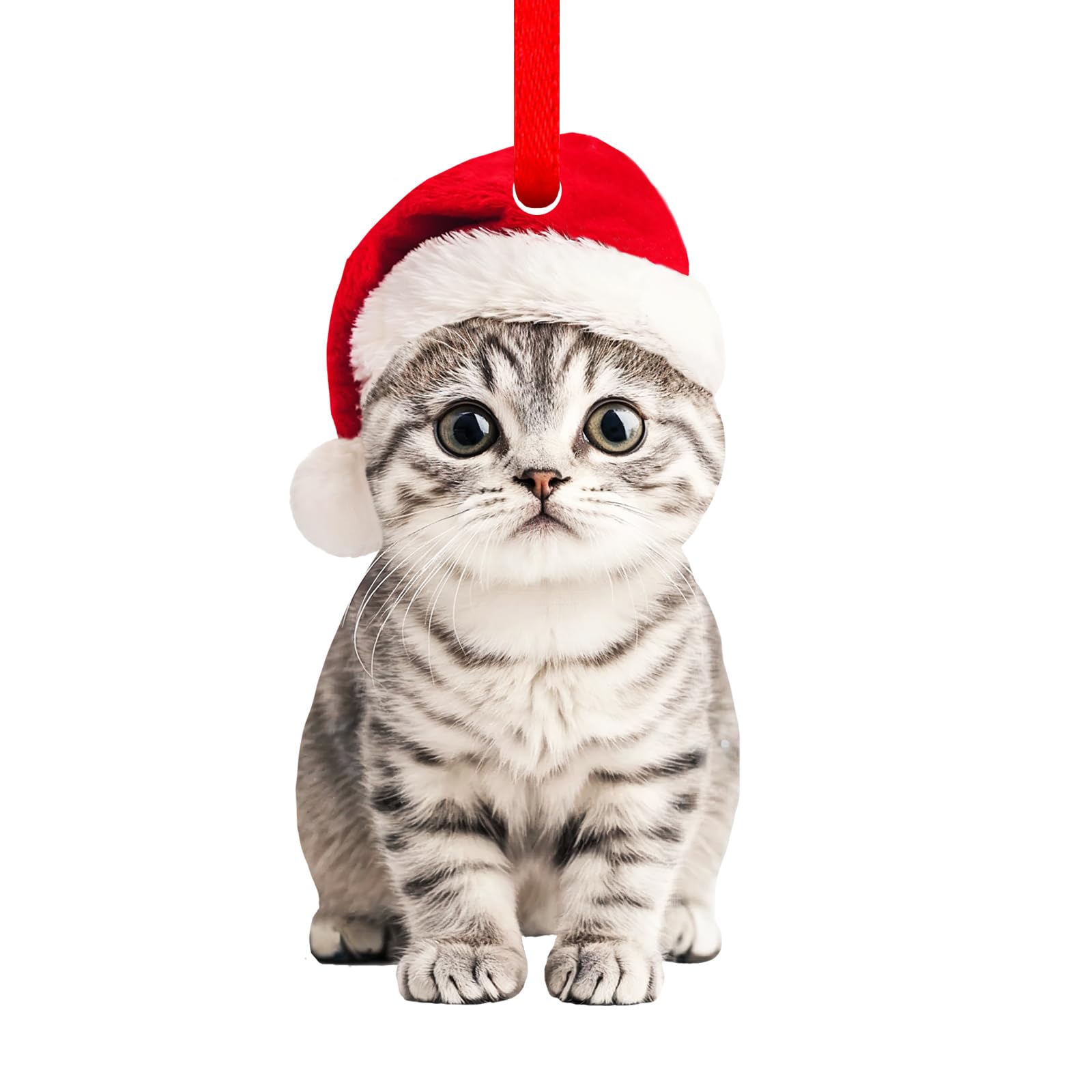 Amazon.com: SICOHOME Grey Tabby Cat Christmas Ornament - Lovable ...