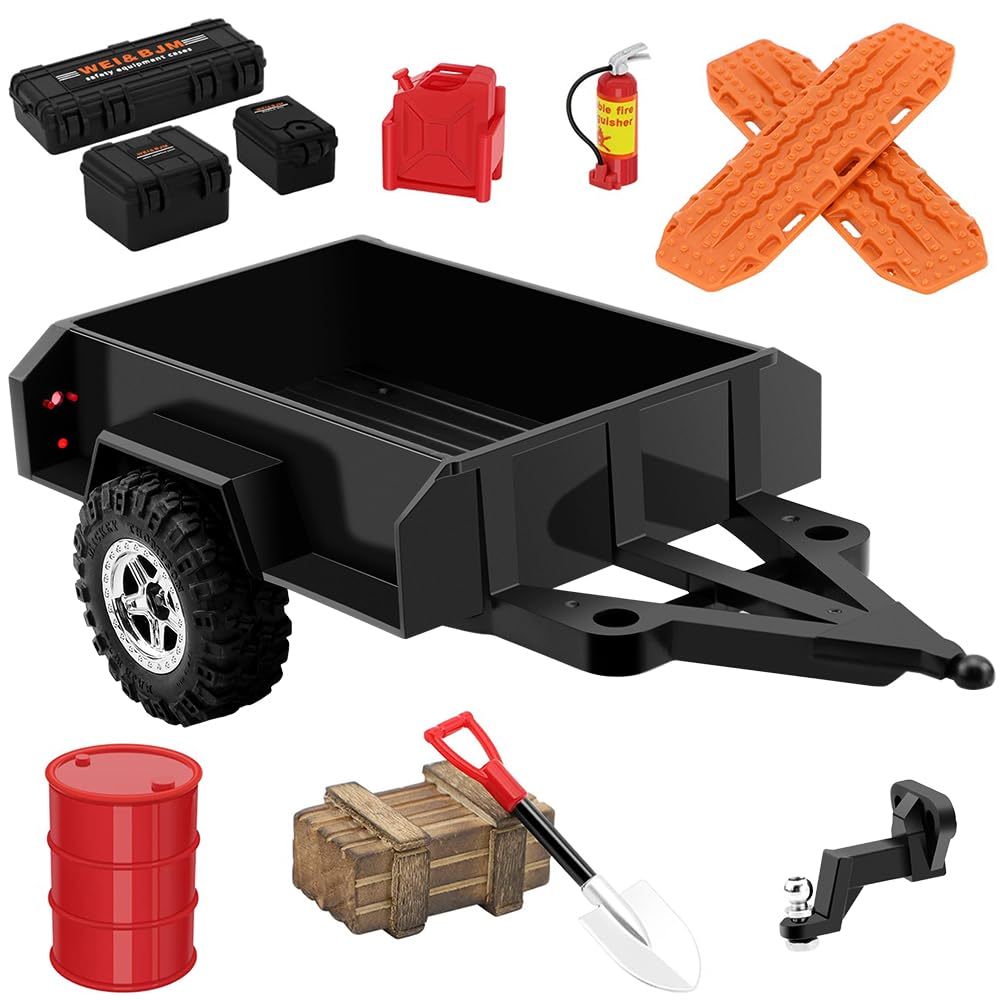 Amazon.com: GLOBACT 1/18 RC Trailer with Hitch RC Crawler Accessories ...