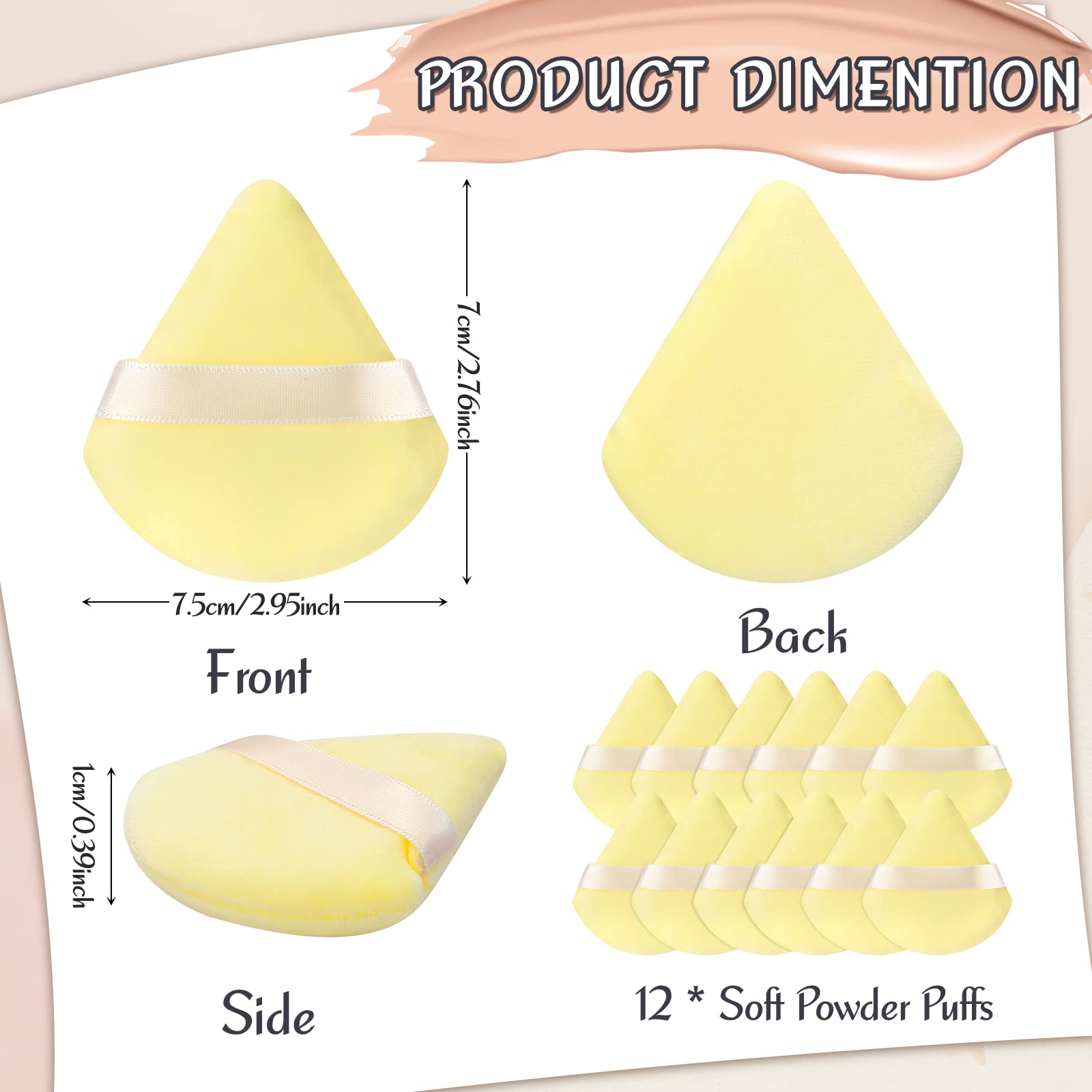 Snapklik.com : Triangle Powder Puffs, Soft Makeup Velour Powder Puffs Cotton Setting Powder ...