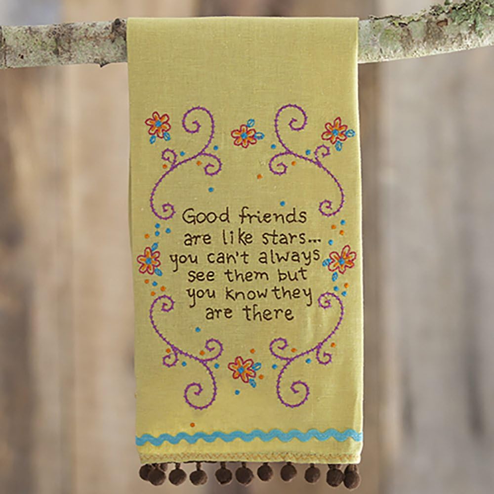Amazon.com: Natural Life LHT048 Linen Hand Towel, Good Friends Stars ...