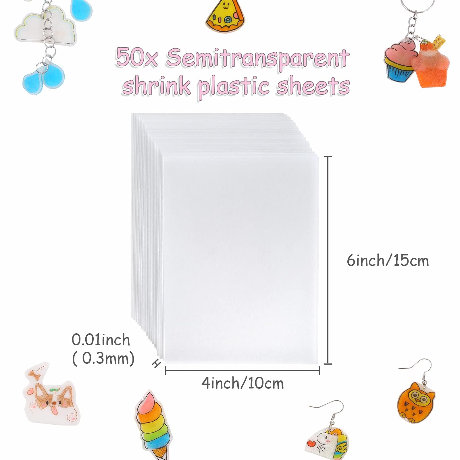 Snapklik.com : 50 Pcs Mini Shrink Plastic Sheets, Heat Shrinky Sheet ...