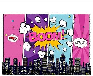 Custom Heroic theme Comics City Birthday Party Banner Backgrounds Kid ...