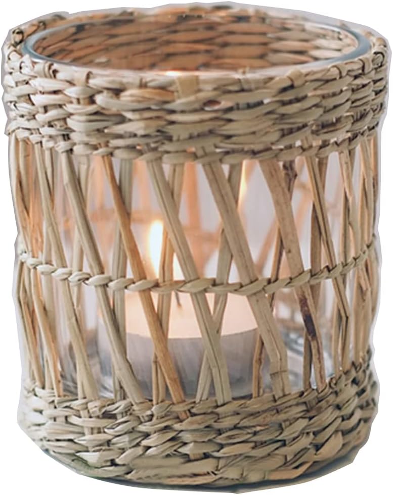 Amazon.com: Wicker Woven Tea Light Candle Holder, Decorative Handcraft ...
