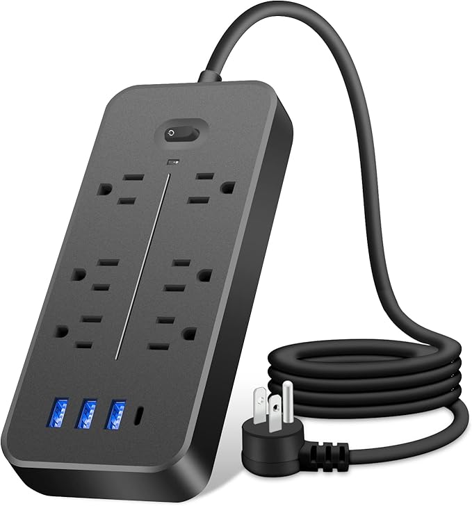 Amazon.com: FUAUFAS Power Strip Surge Protector with 6 Outlets & 3 USB ...