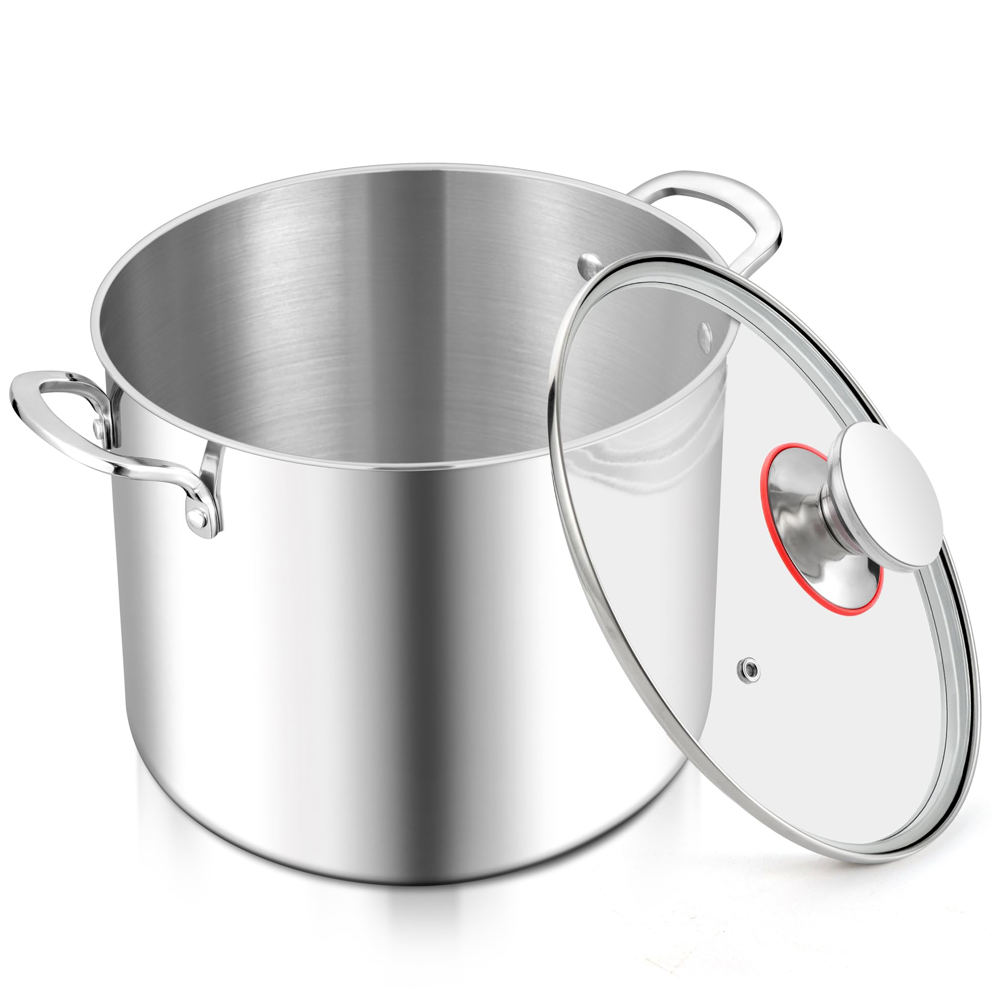 E-far 10 Quart Stock Pot, Large Tri-Ply Stainless Steel Soup Pot with ...
