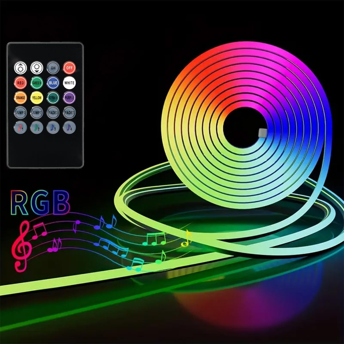 Amazon.com: Joursdela Neon Rope Lights, 6.5FT RGB Led Strip Lights ...