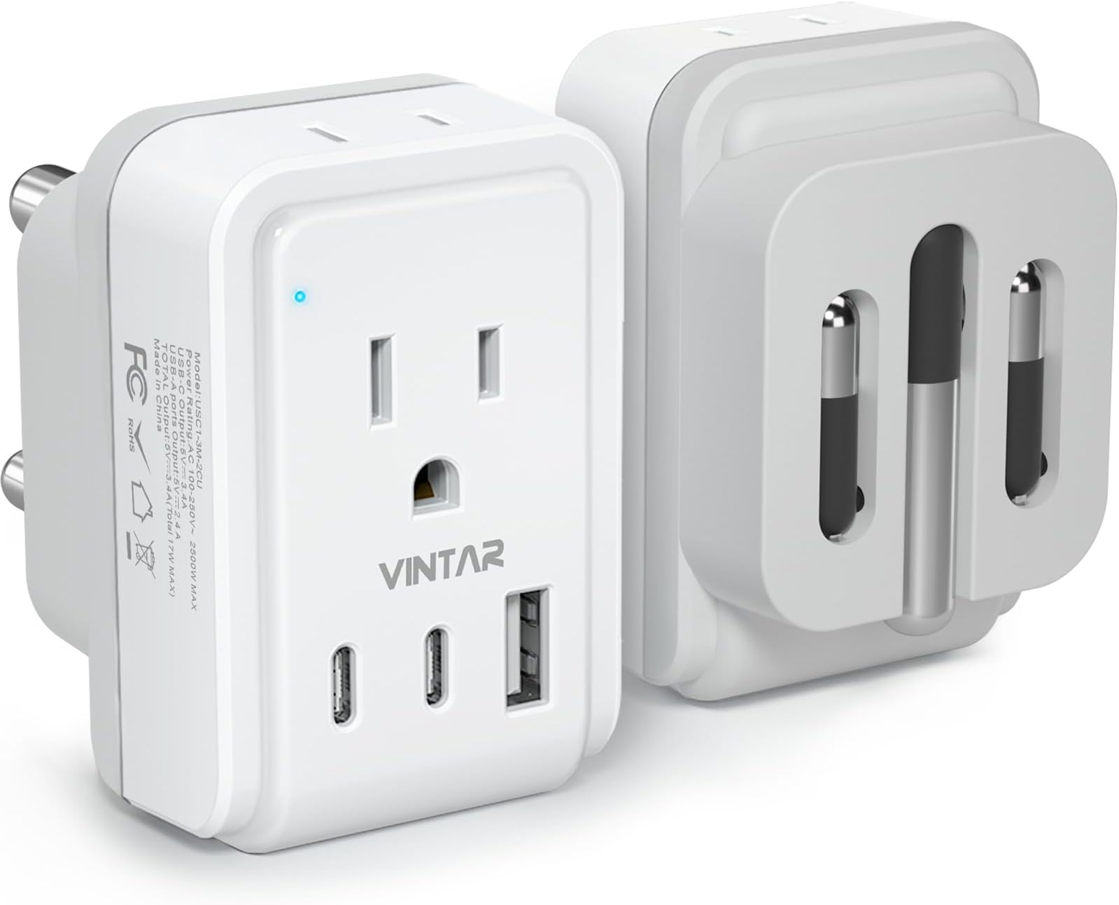 Amazon.com: [1-Pack] South Africa Plug Adapter, VINTAR Foldable Type M ...