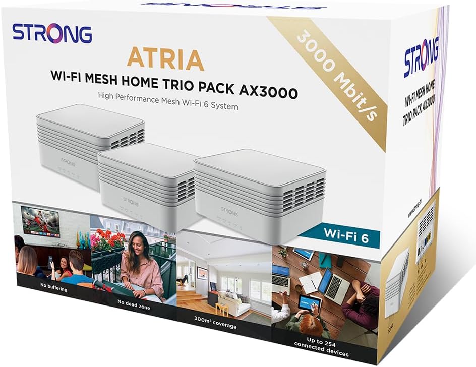 STRONG ATRIA AX3000 Mesh Wi-Fi 6 System: Coverage up to 3,600sq.ft ...