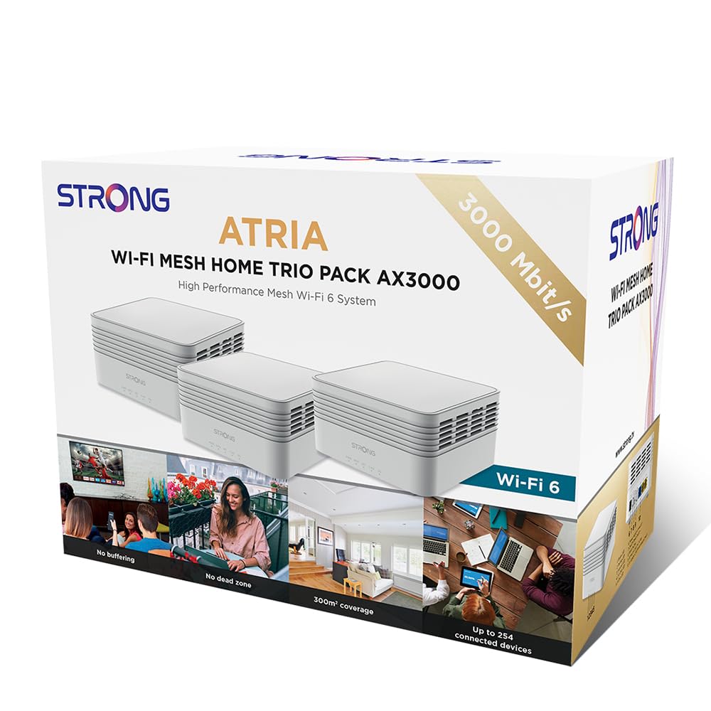 STRONG ATRIA AX3000 Mesh Wi-Fi 6 System: Coverage up to 3,600sq.ft ...