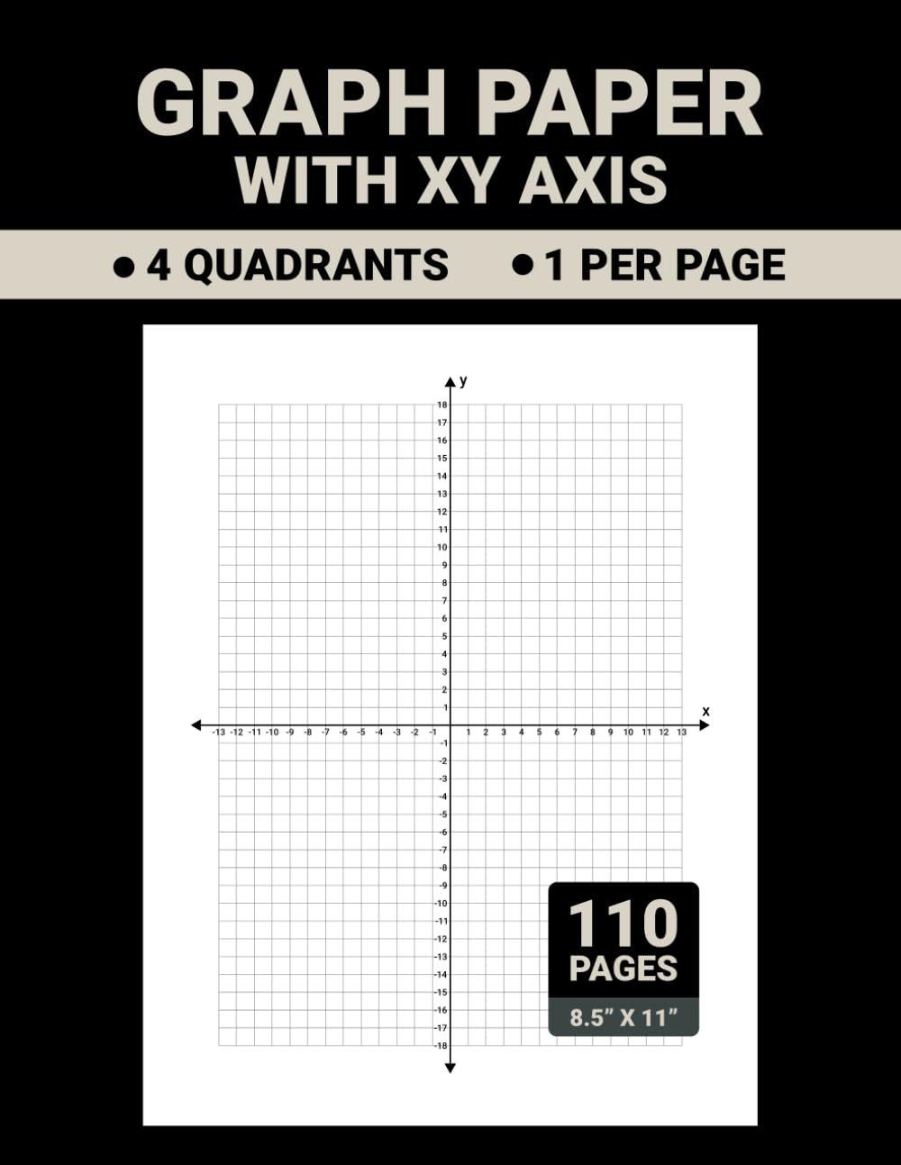 Graph Paper With X and Y Axis: 4 Quadrants, 1 Per Page, Coordinate Grid ...