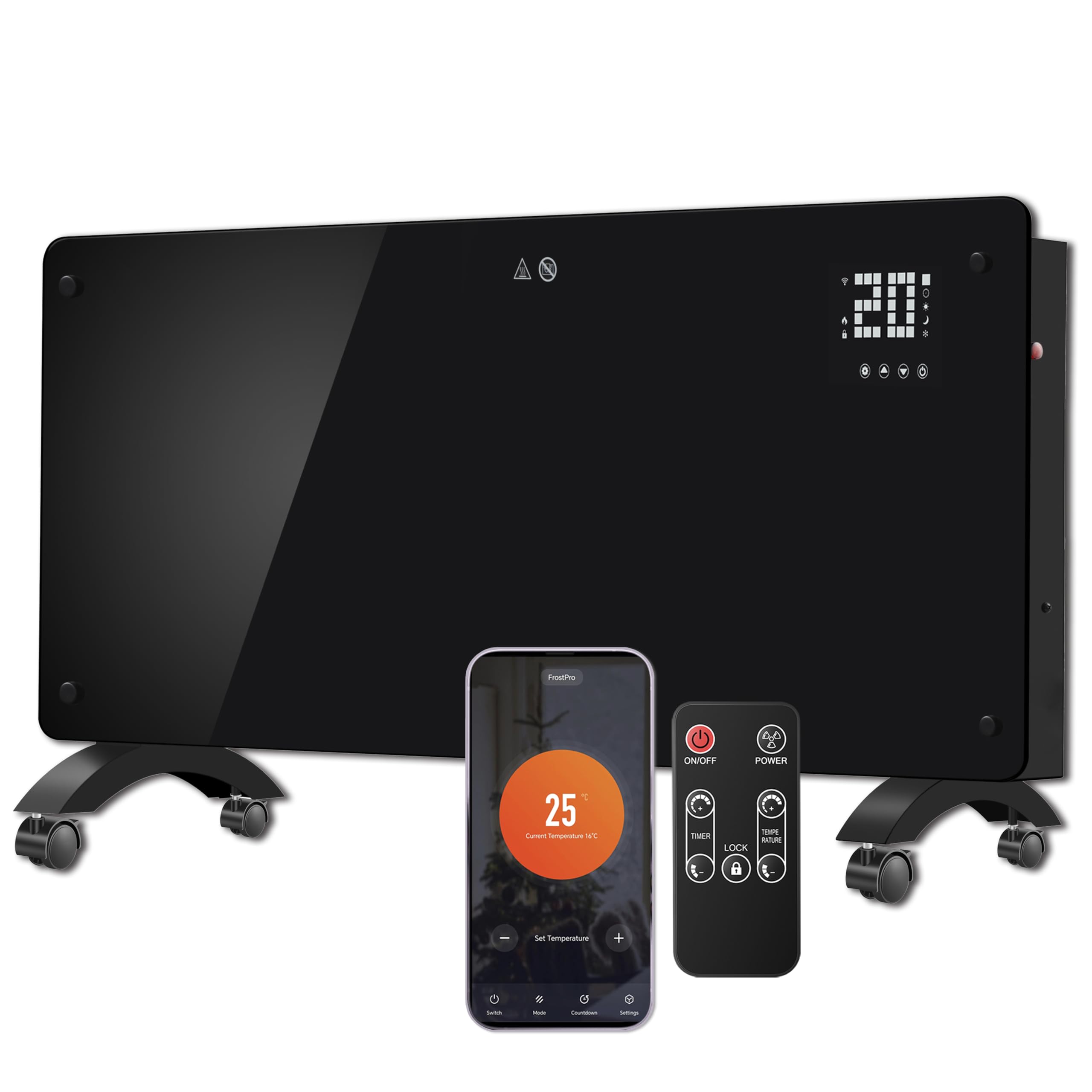 2500W Convector Heater, Ultra-thin Wall-mounted or Freestanding, 24H ...