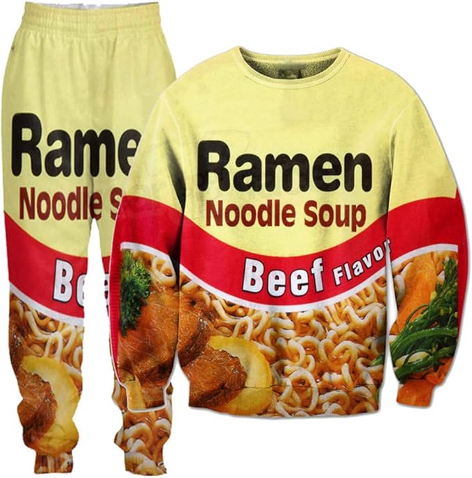 FULBHPRINT Shrimp Ramen Food 3D Printed Crewneck Novelty Sweatshirts ...