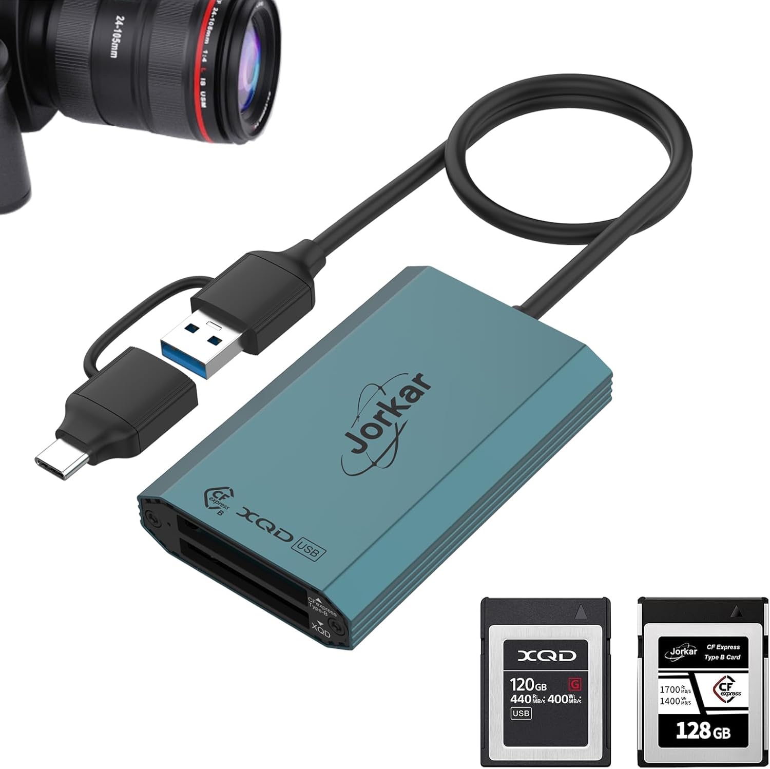 Jorkar CFexpress Type B & XQD Card Reader, Camera Memery Card Reader ...
