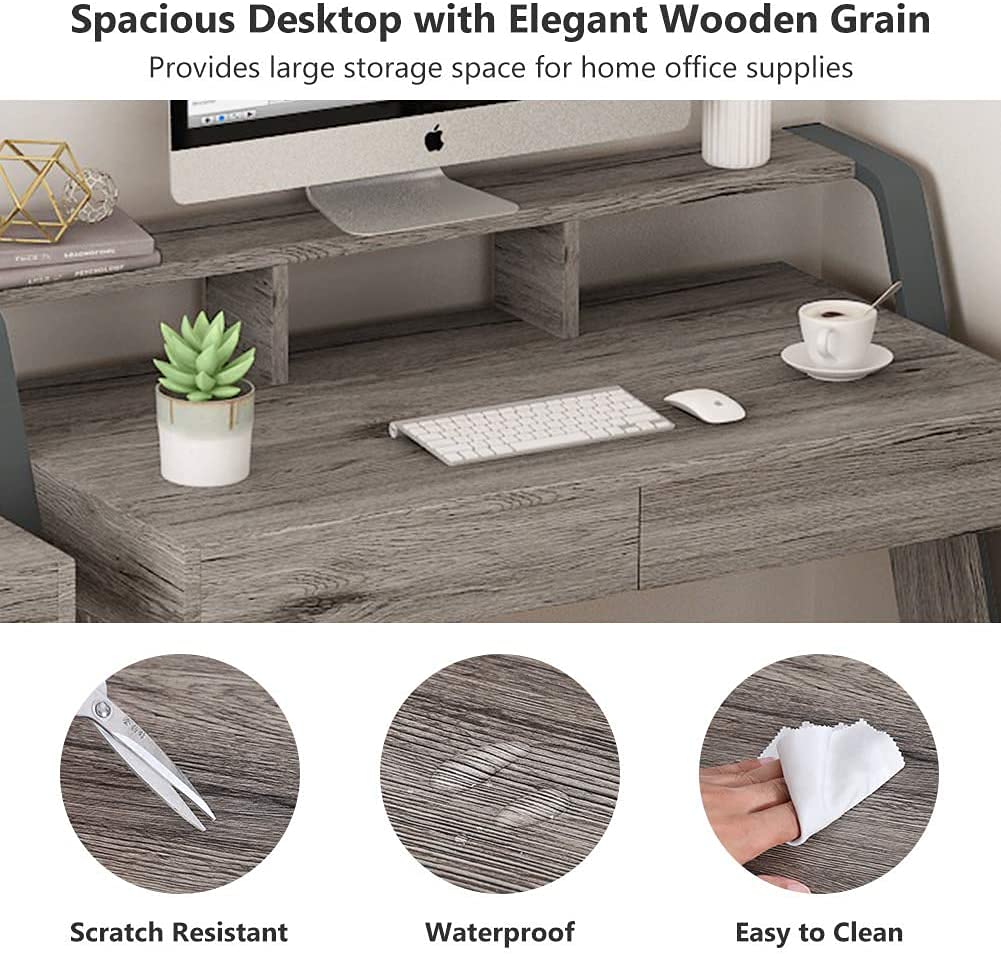 Tribesigns Computer Desk with 2 Storage Drawers, 47-Inch Writing Desk ...