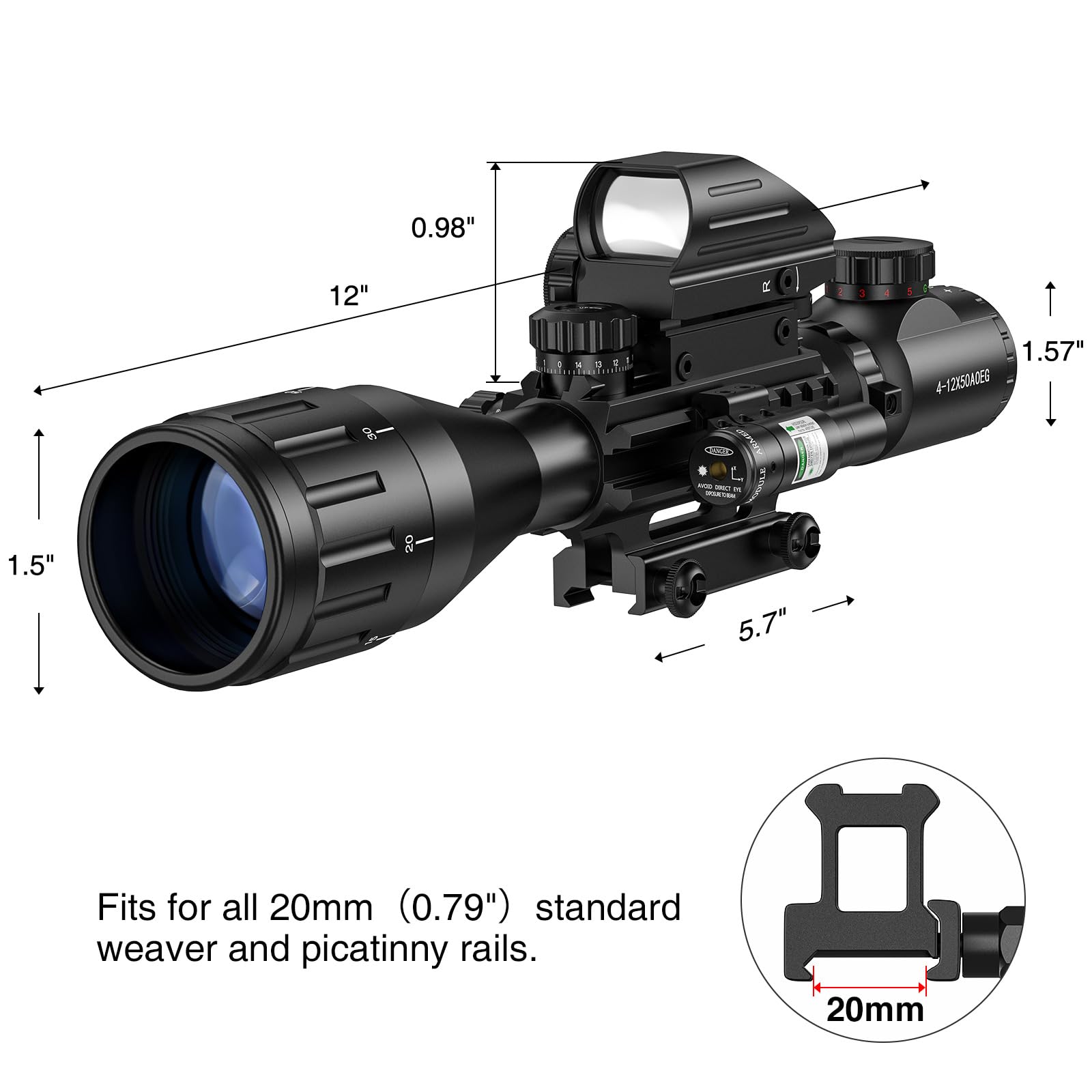 Snapklik.com : 4-12x50 AO Tactical Rifle Scope Dual Illuminated ...