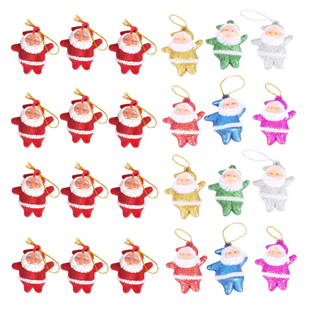 Amazon.com: Sewroro 24pcs Mini Santa Claus Pendants Christmas Tree ...