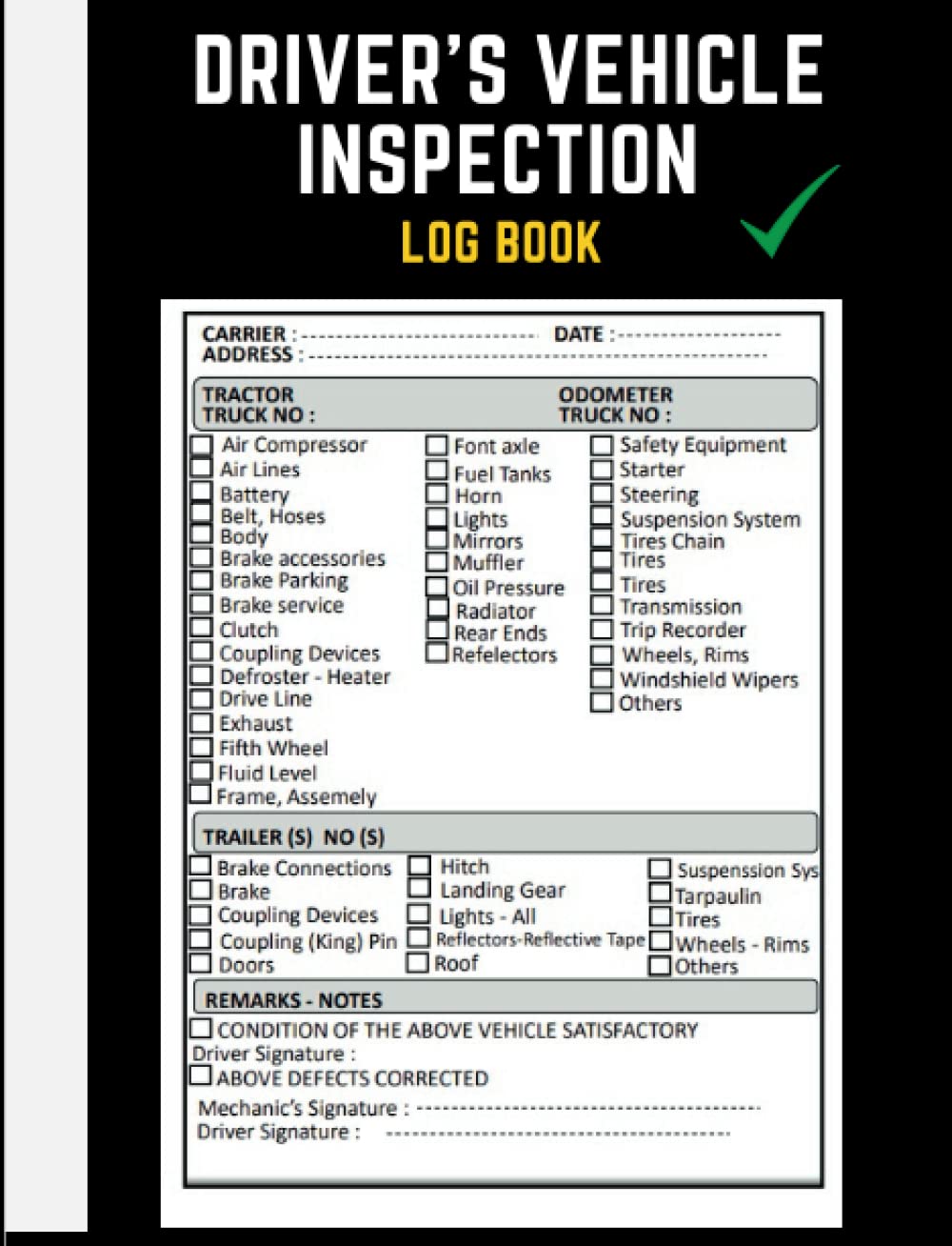 Driver's Vehicle Inspection Report: Detailed Vehicle Inspection ...