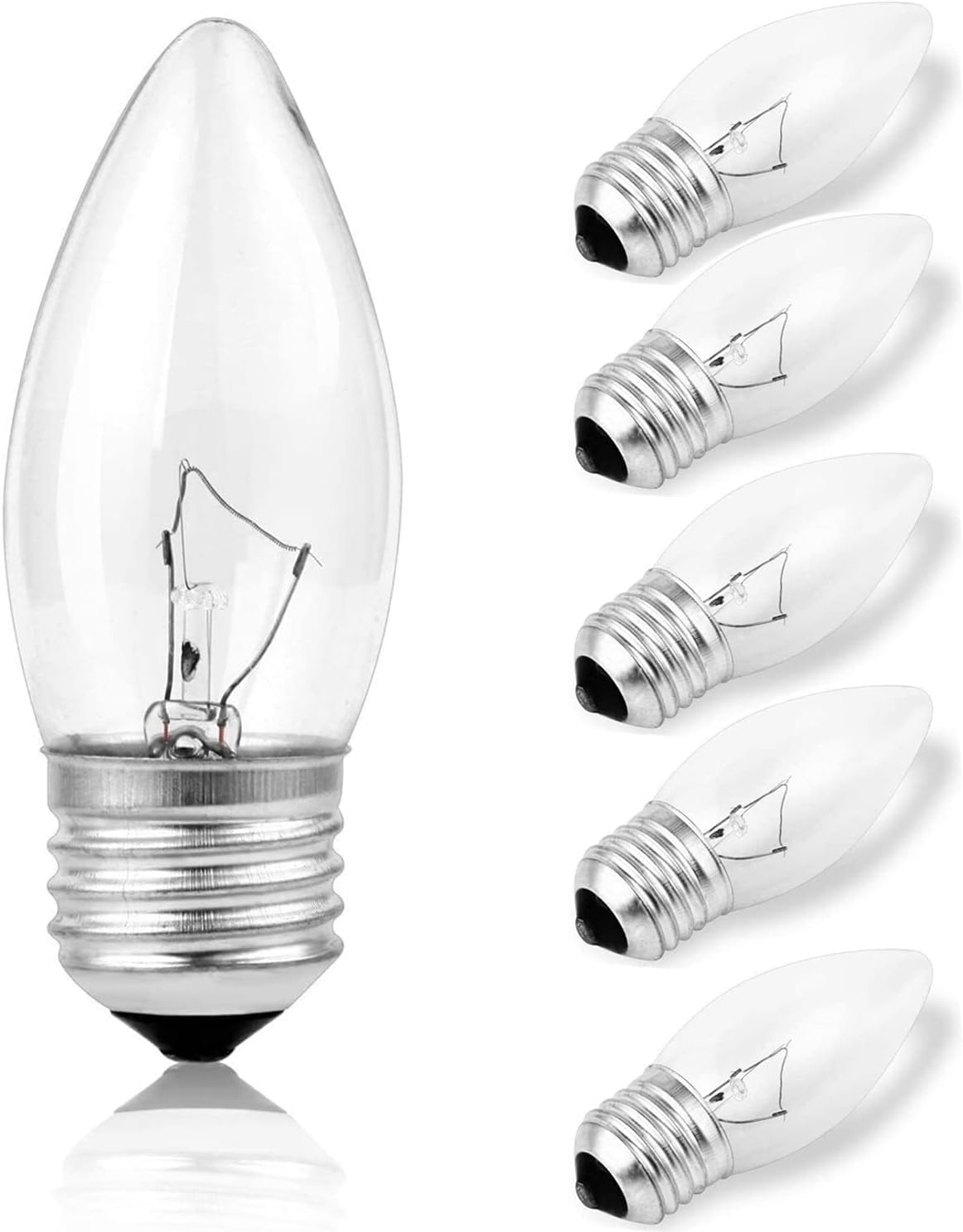 40W Incandescent Torpedo Tip Chandelier with Crystal Clear Incandescent ...
