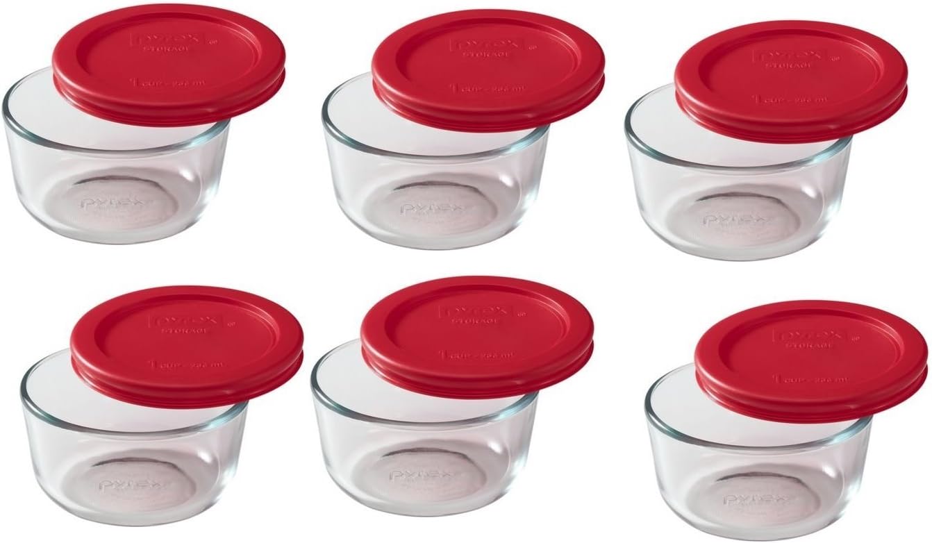 Amazon.com: Pyrex 1-cup Storage Containers (Pack of 6) - Total 12-Piece ...