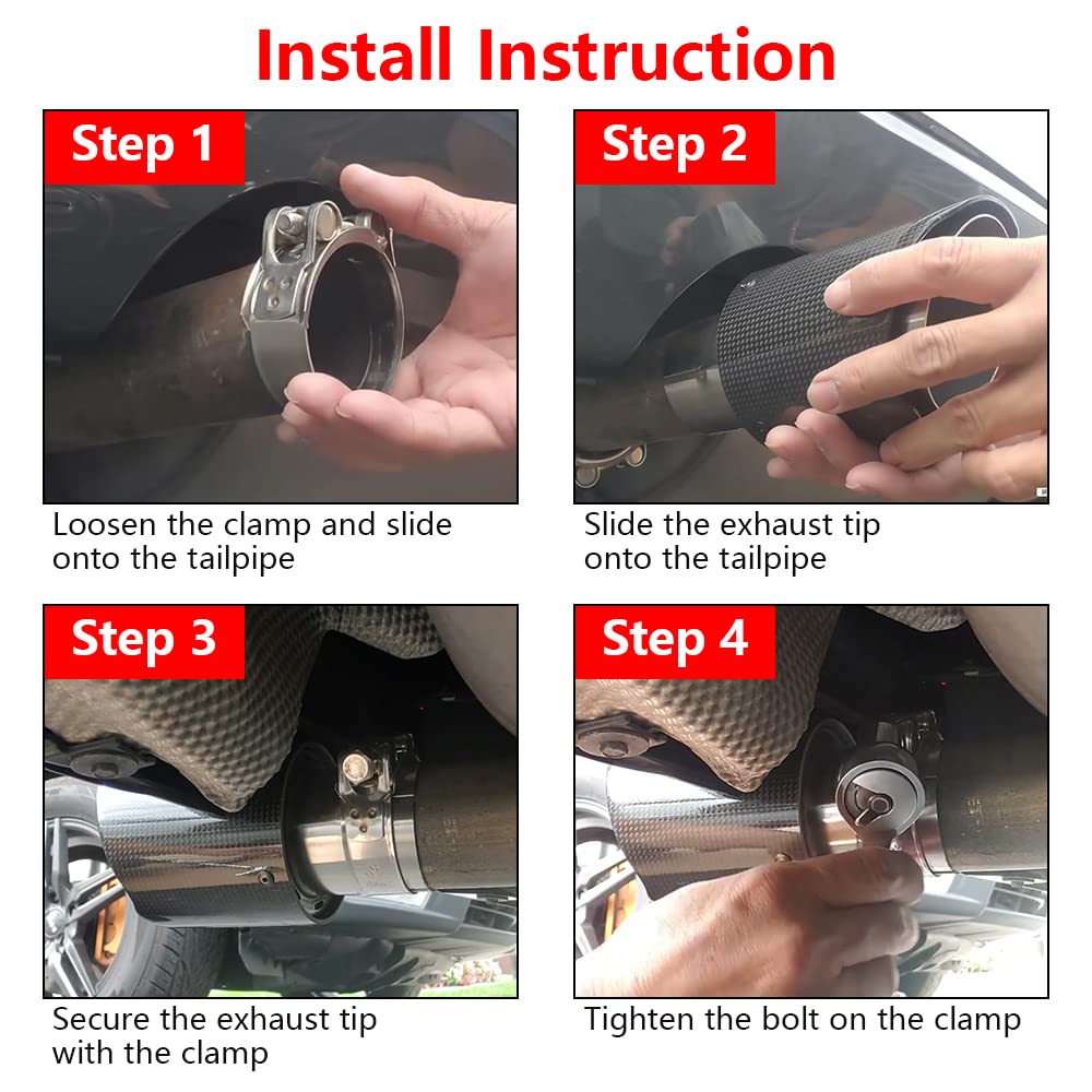 A-KARCK Carbon Fiber Exhaust Tip 2.5" Inlet to Dual 3.5" Outlet, High ...