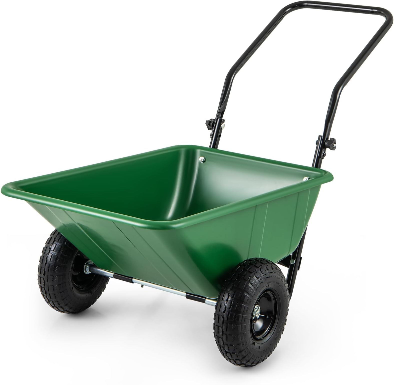 Goplus Dual-Wheel Wheelbarrow, Heavy-Duty Garden Utility Cart w ...
