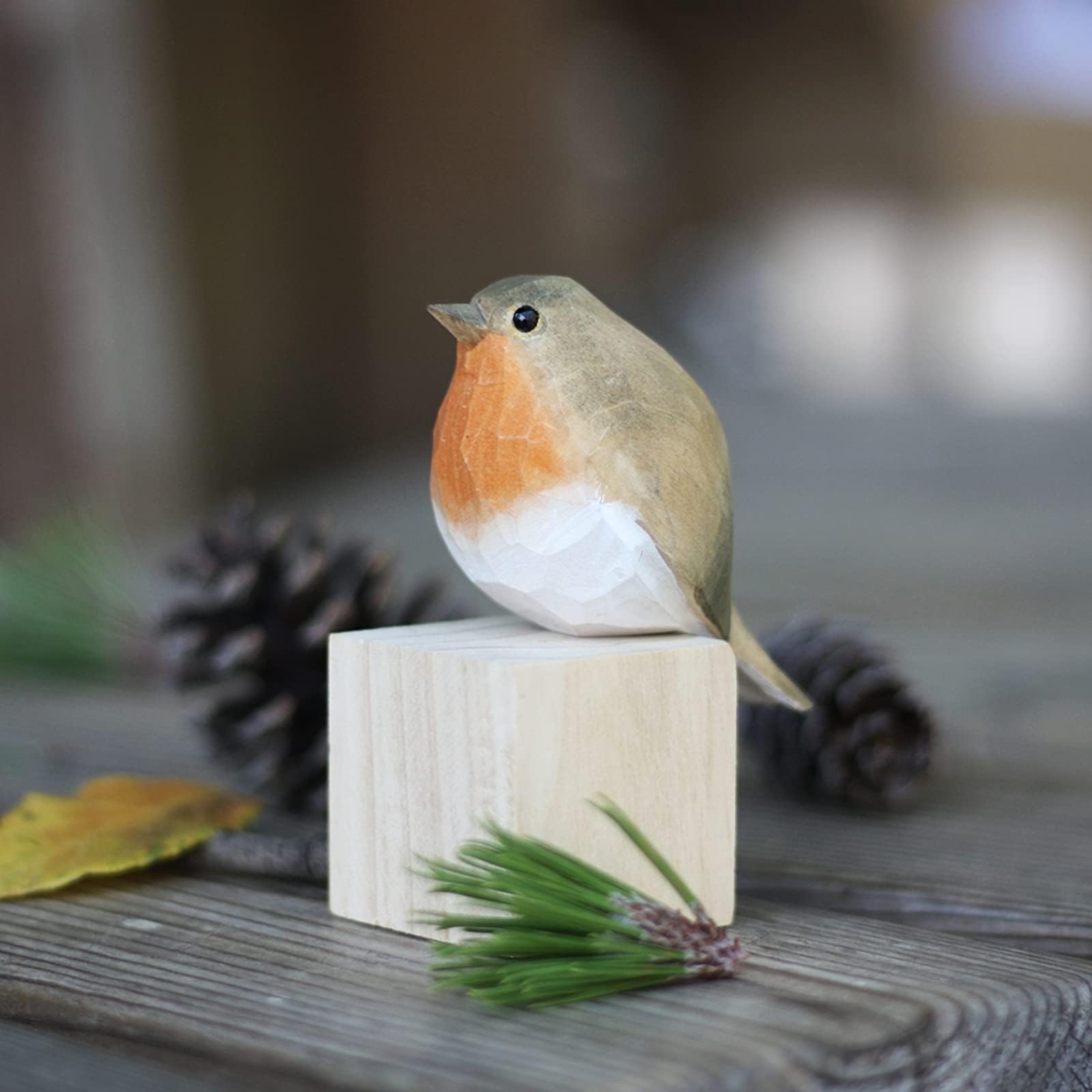 Amazon.com: Handmade Wooden Carved Birds Decor Sculpted Hand-Painted ...