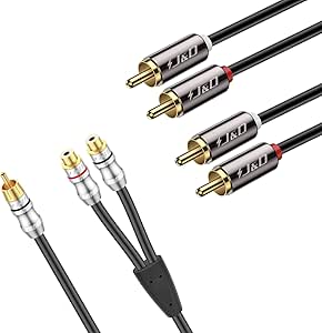 Amazon.com: J&D 3 Feet 2 RCA M/M Stereo Audio Cable Bundle with 1 Feet 1 RCA Male to 2 RCA ...