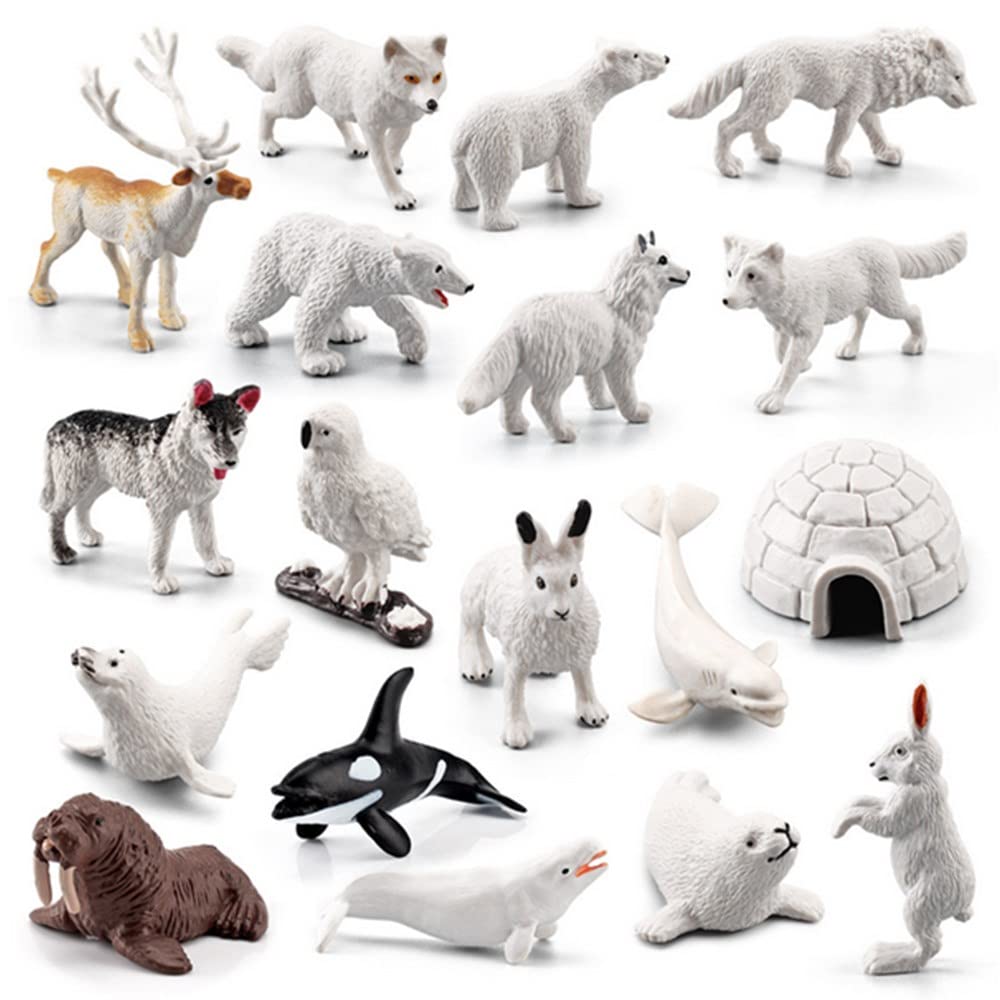 OUKEYI Mini Arctic Animals Figurines Set, 18pcs Mini Arctic Animals Toy ...