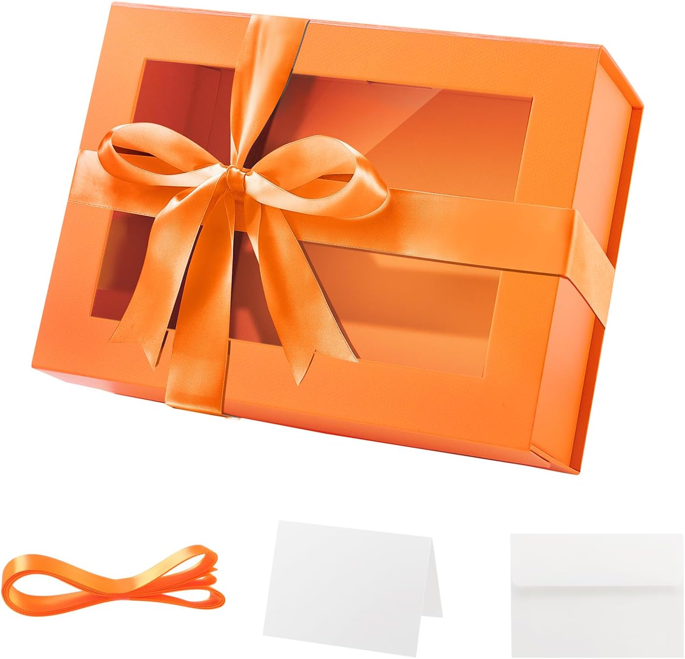 Amazon.com: PACKQUEEN Orange Gift Box with Window, 9x6.5x3.8 Inches ...