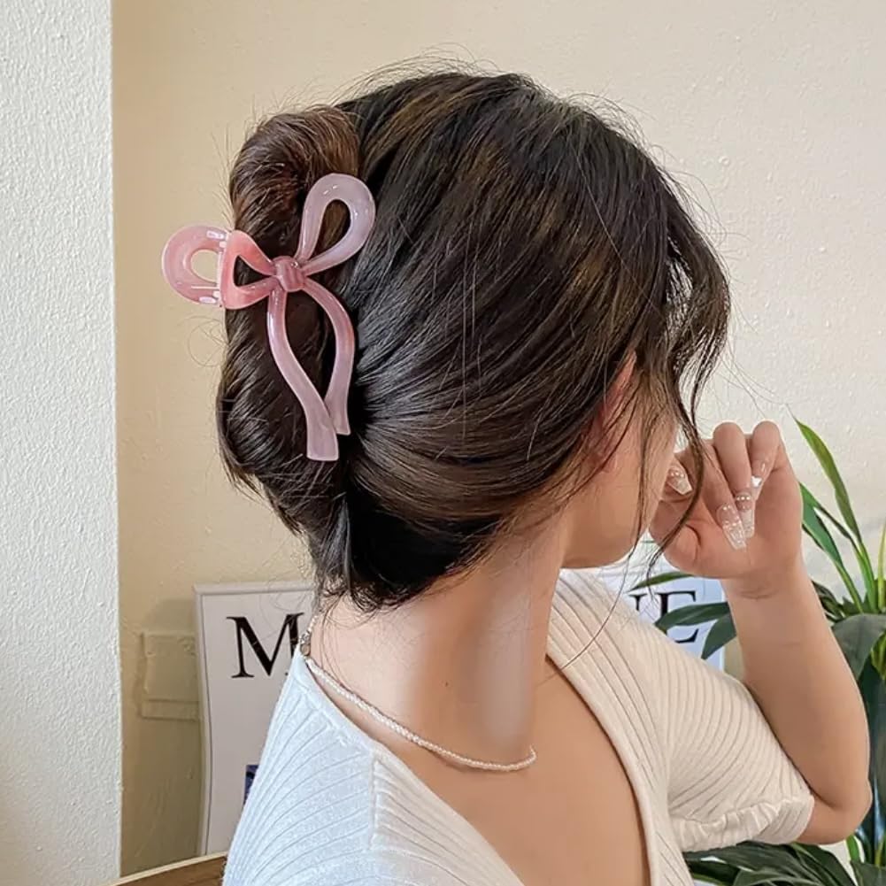 Amazon.com : Bow Hair Claw Clip for Women (Pink) : Beauty & Personal Care