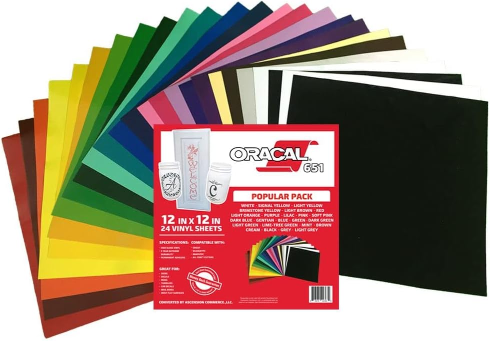 Amazon.com: ORACAL 651 Multi-Color Vinyl Starter Kit 12" x 5ft Roll ...