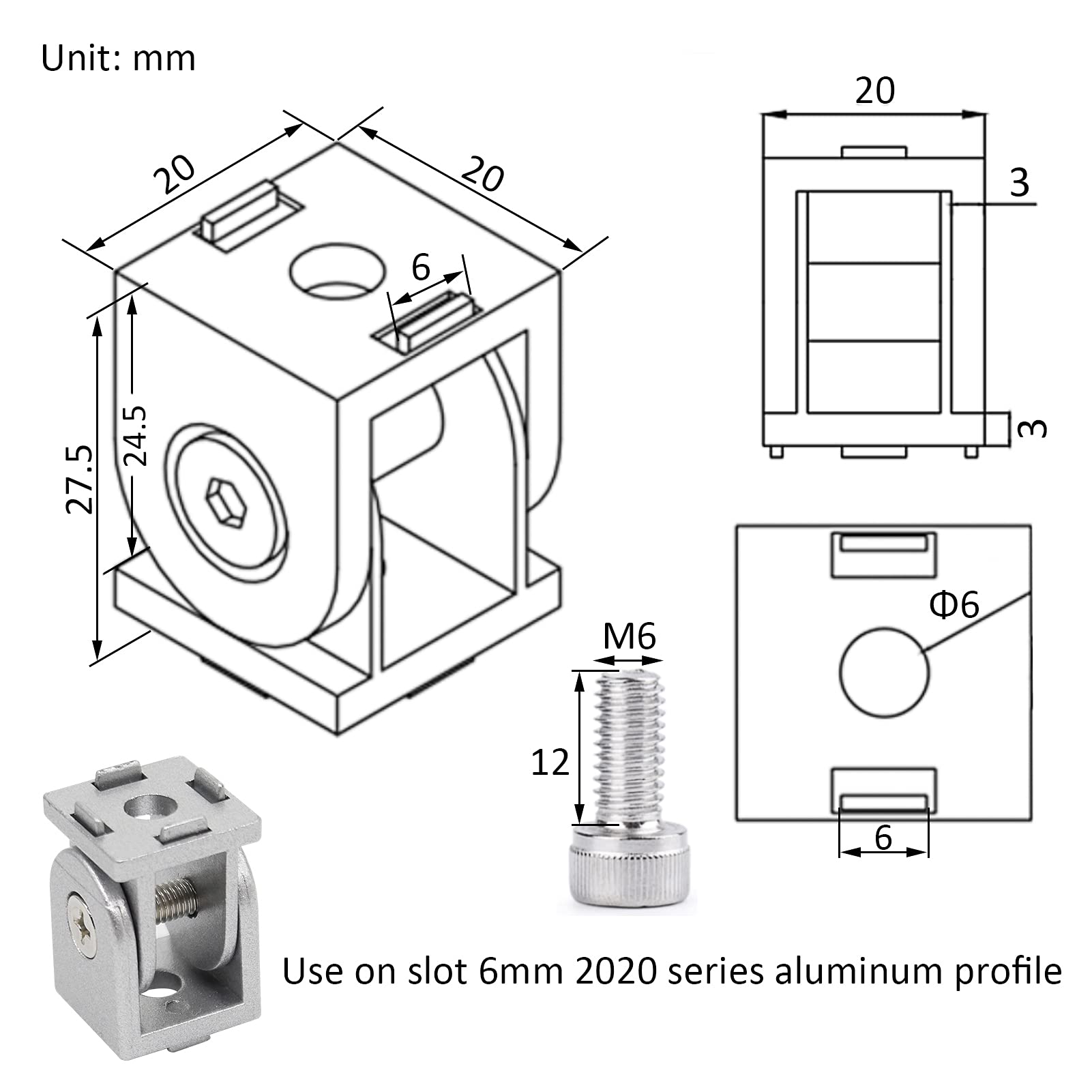 Snapklik.com : BLCCLOY 4 Sets Black 2020 Aluminum Extrusion Pivot Hinge ...