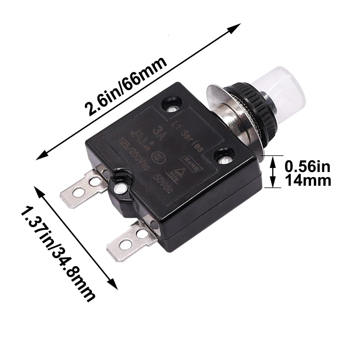 Snapklik.com : Smseace 3Amp Electric Button Breaker 125/250VAC,Thermal ...