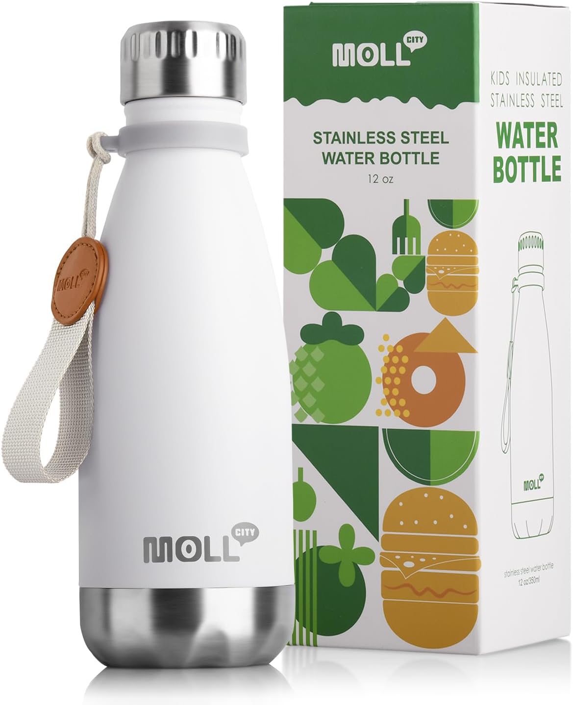 Amazon.com: Mollcity Water Bottle for School-12 oz Stainless Steel ...