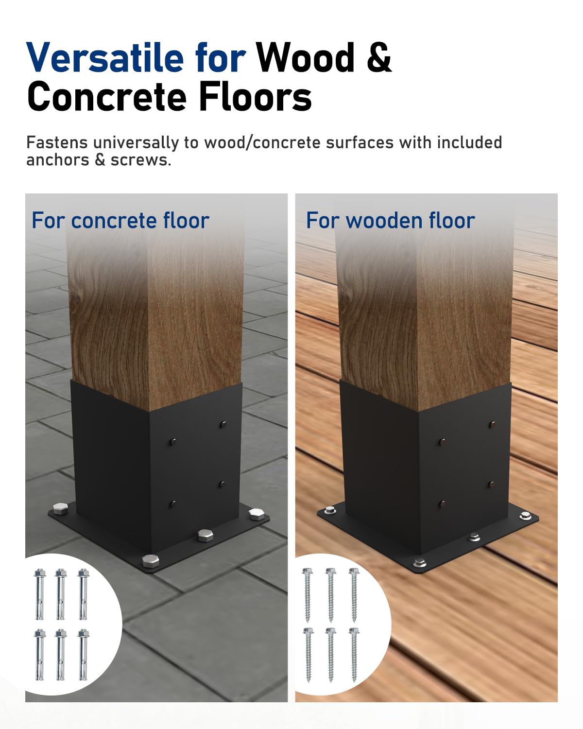 Snapklik.com : Vikofan 4-Pack 4x4 Post Base Brackets For Concrete - 3.5 ...