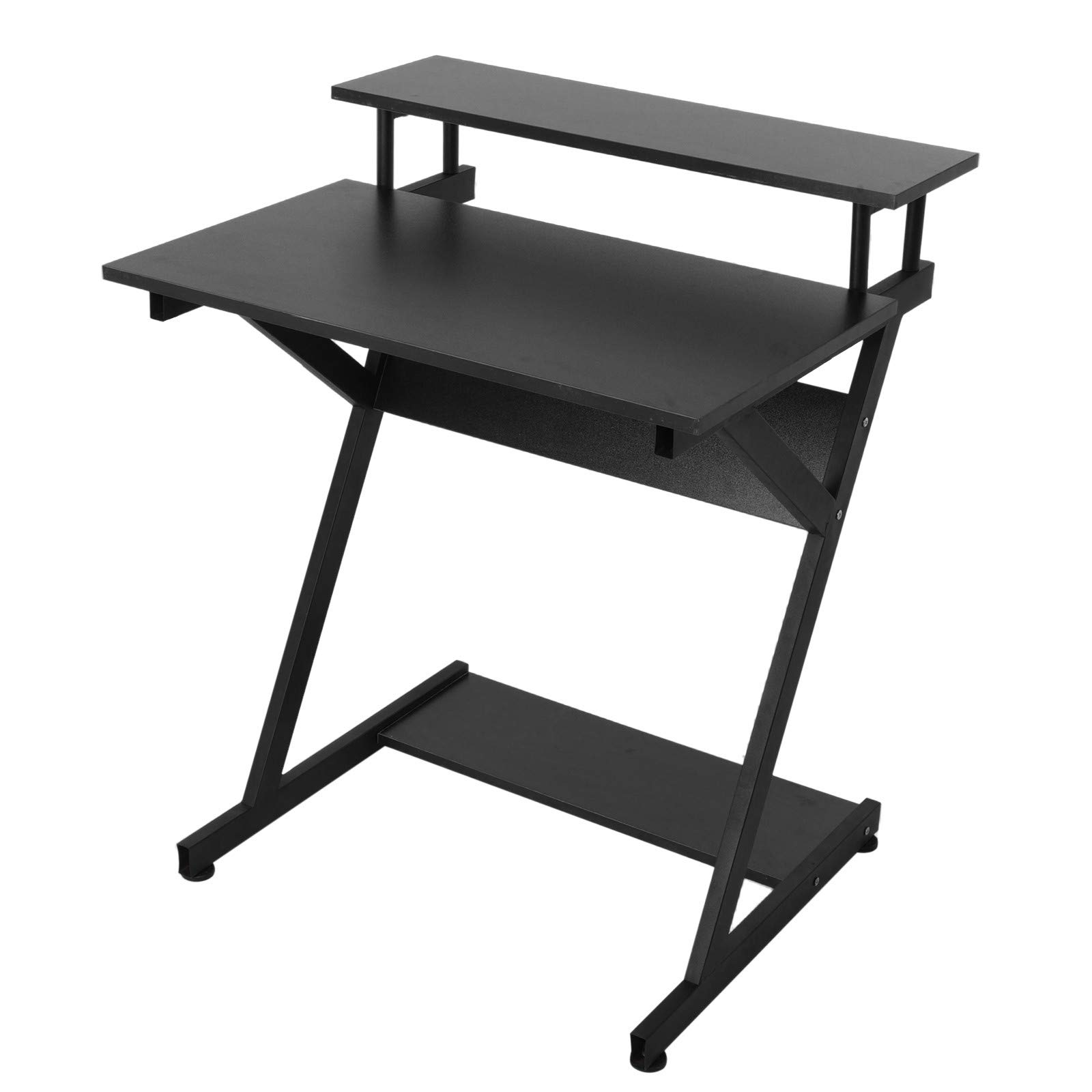 Buy visdron Unique Z-Shaped Computer Desk with Monitor Shelf & Bottom ...