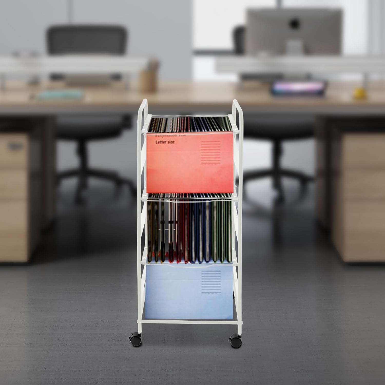 Amazon.com: LOHISHILO 3 Tiers Metal Rolling File Carts with Wheels ...