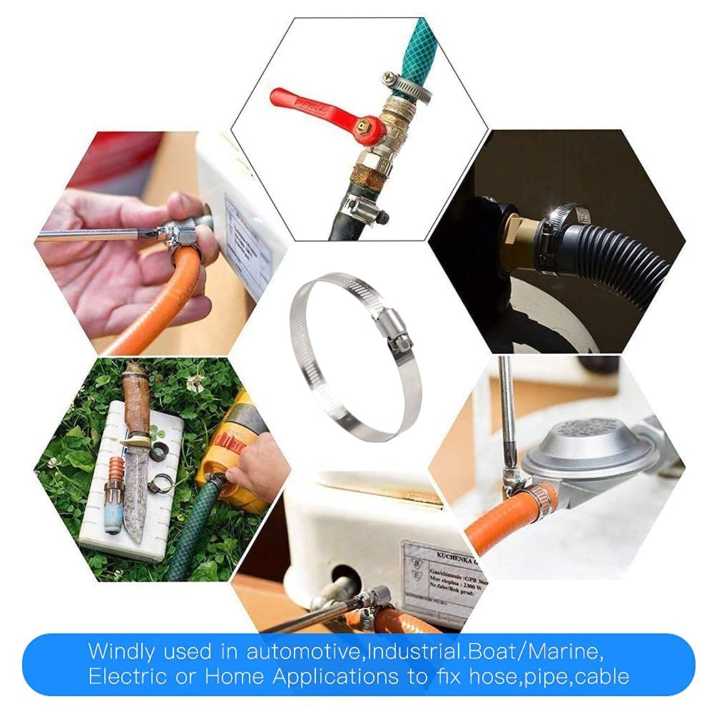 Snapklik.com : Quickun 10Pcs 12" Stainless Steel Hose Clamp Worm Gear ...