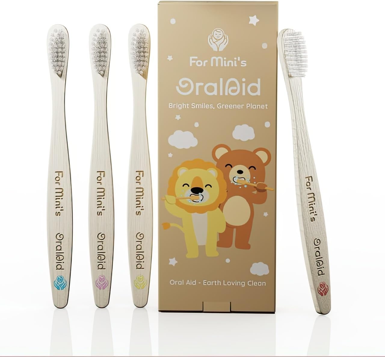 Amazon.com: Oral Aid Bamboo Toothbrushes for Kids, Bamboo Handle, Eco ...
