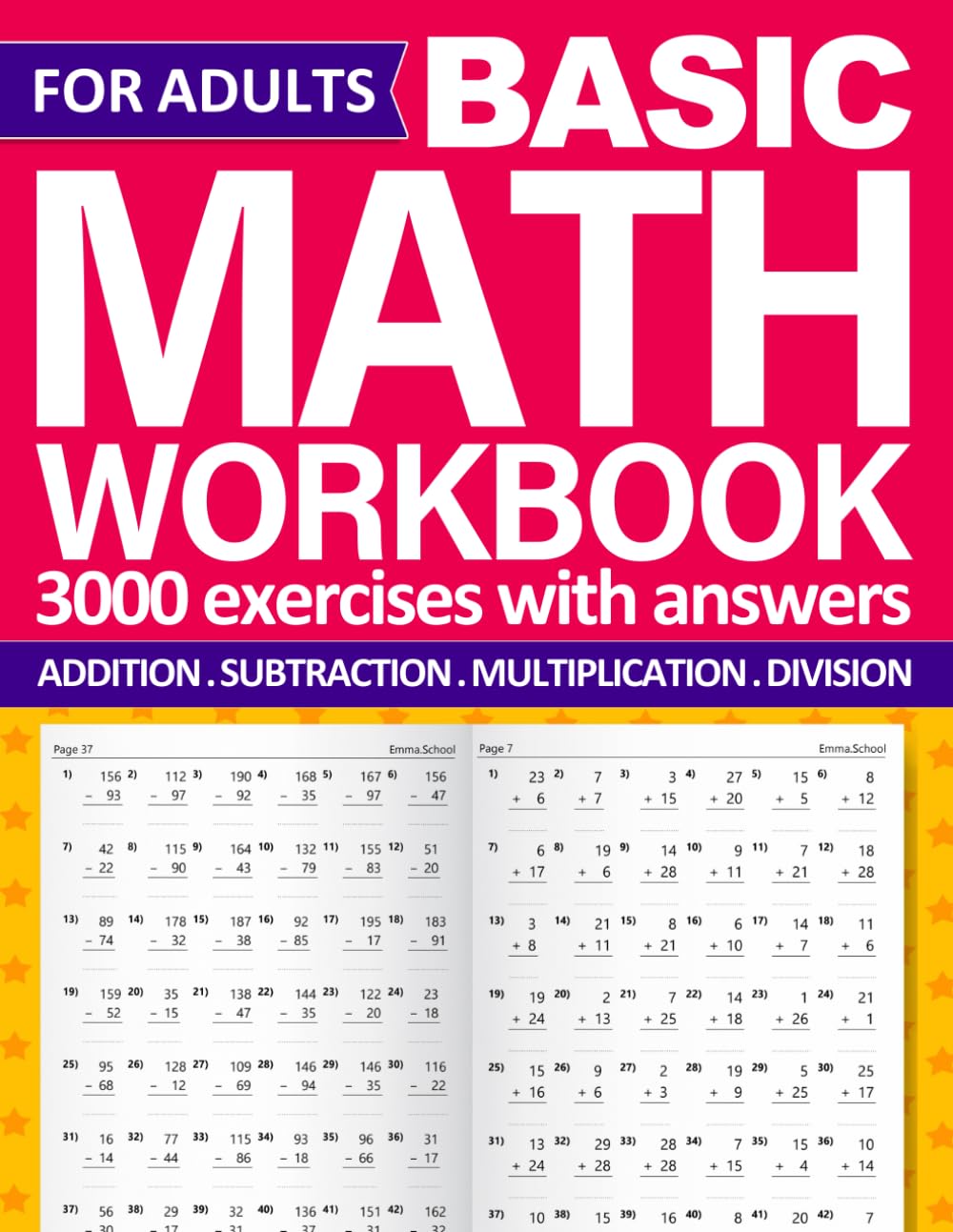 Basic Math Workbook For Adults With Addition, Subtraction, Multiplication, And Division ...