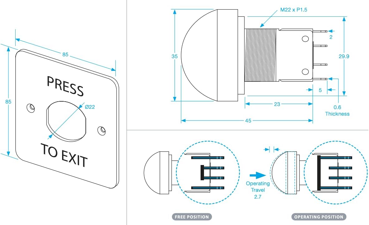 External IP65 PRESS TO EXIT Green Button Push Door Entry Release Switch ...