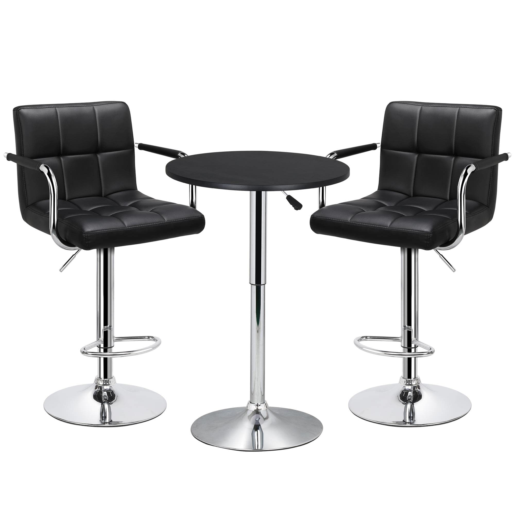 Yaheetech 3 Piece Bar Table Set Round Bar Table Pu | Desertcart INDIA