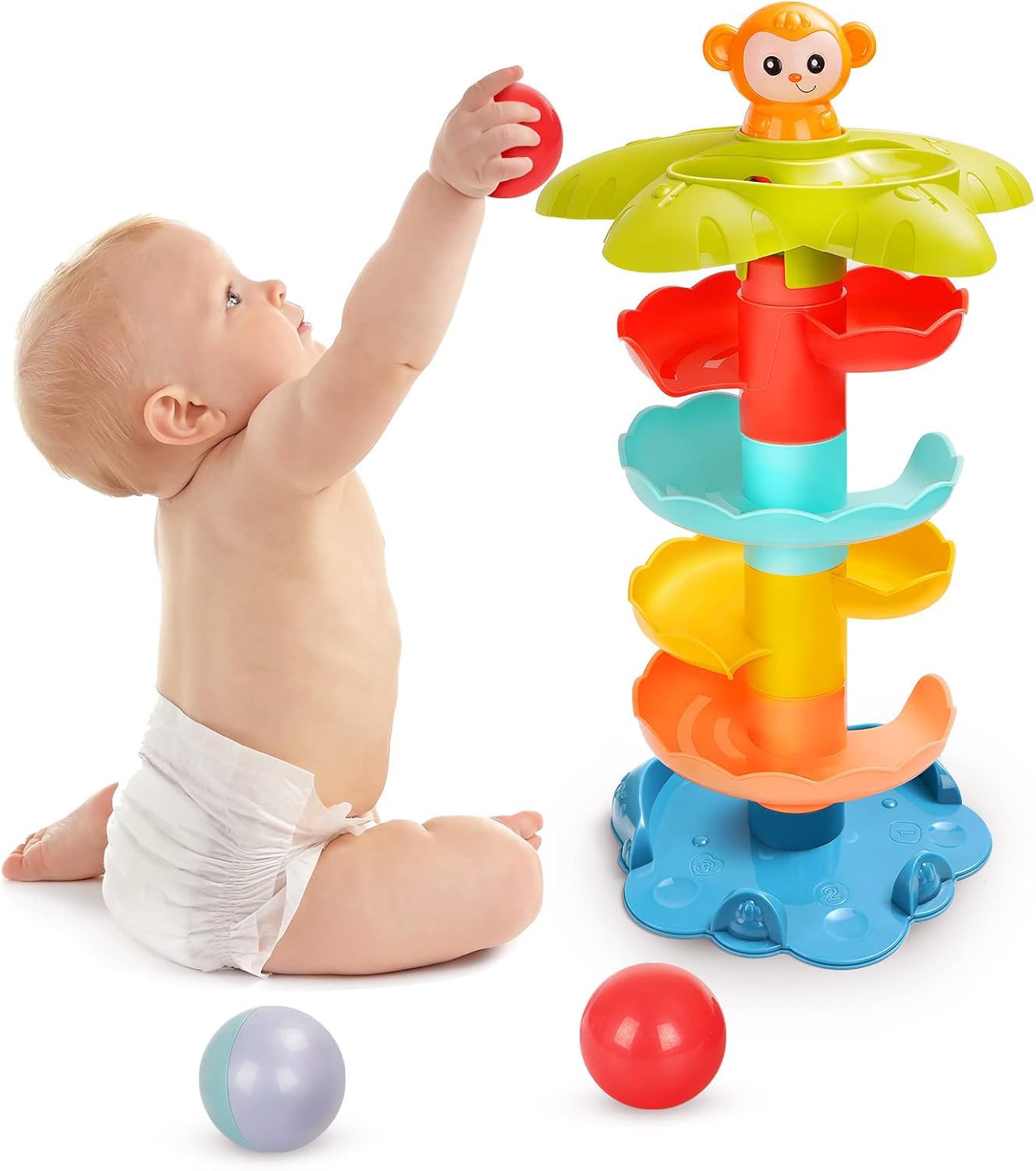 Car Ramp Toy Ball Ramp Toy For Toddlers - Sliding Ball Track For 1-3 ...